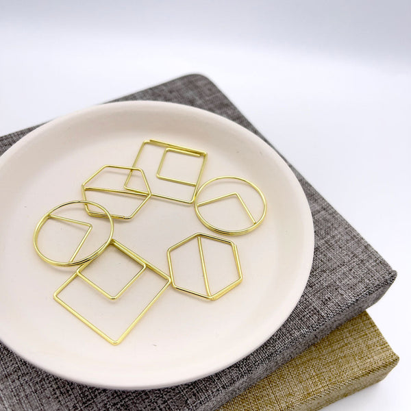 Geometric Paper Clips: Assorted Shapes - Gold - Trixie & Jax Paper Company
